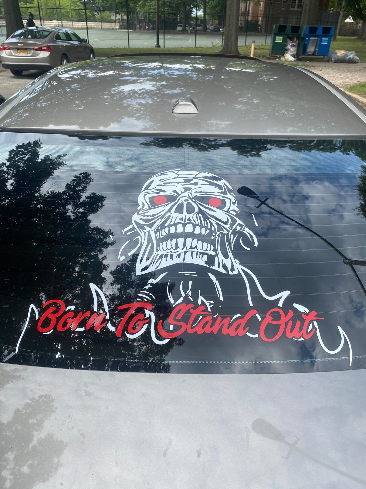 Born To Stand Out skull -Rear Windshield decal sticker – stickyart