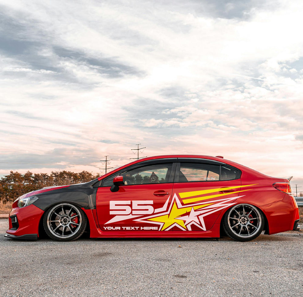 Car Stars Livery (Left And Right sides) - Custom Racing Number - Custo ...