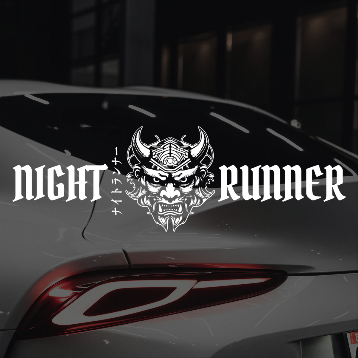 Night runner japanese Oni mask -Rear Windshield decal sticker – stickyart