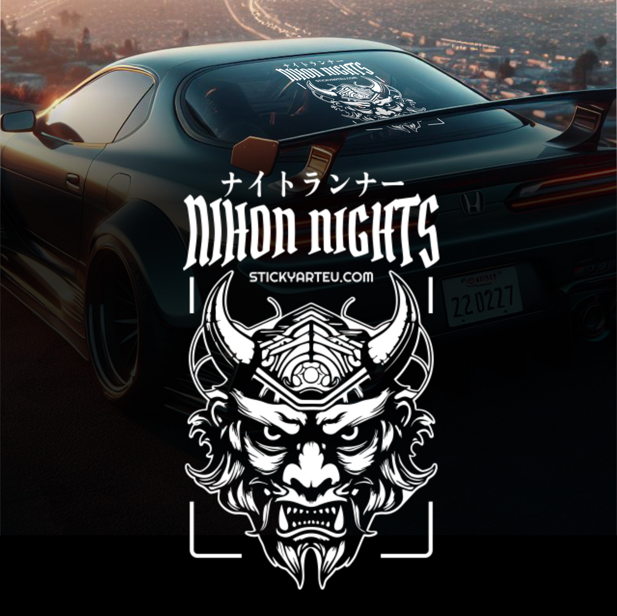 Nihon Nights Rear window decal Oni mask – stickyart