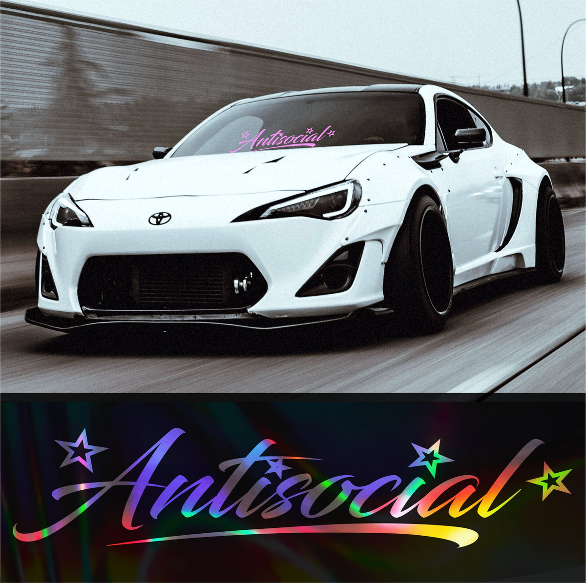 Antisocial car banner decal – stickyart